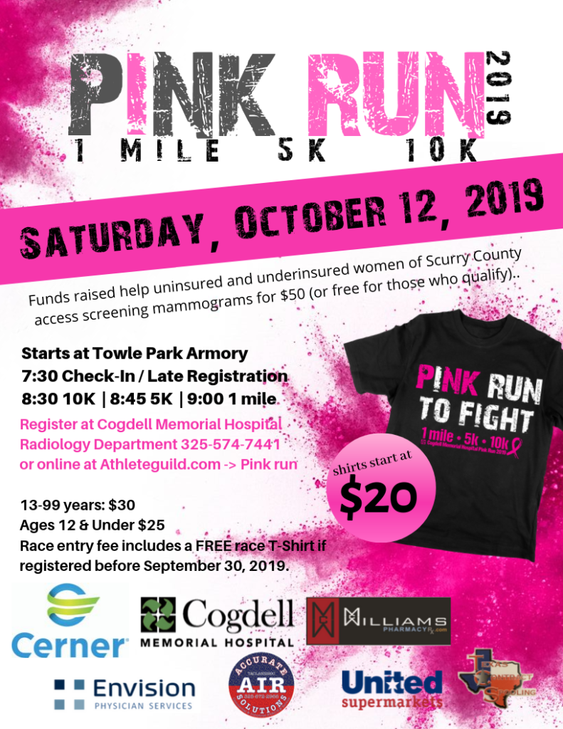 Pink Run Registration is Open! - Cogdell Memorial Hospital