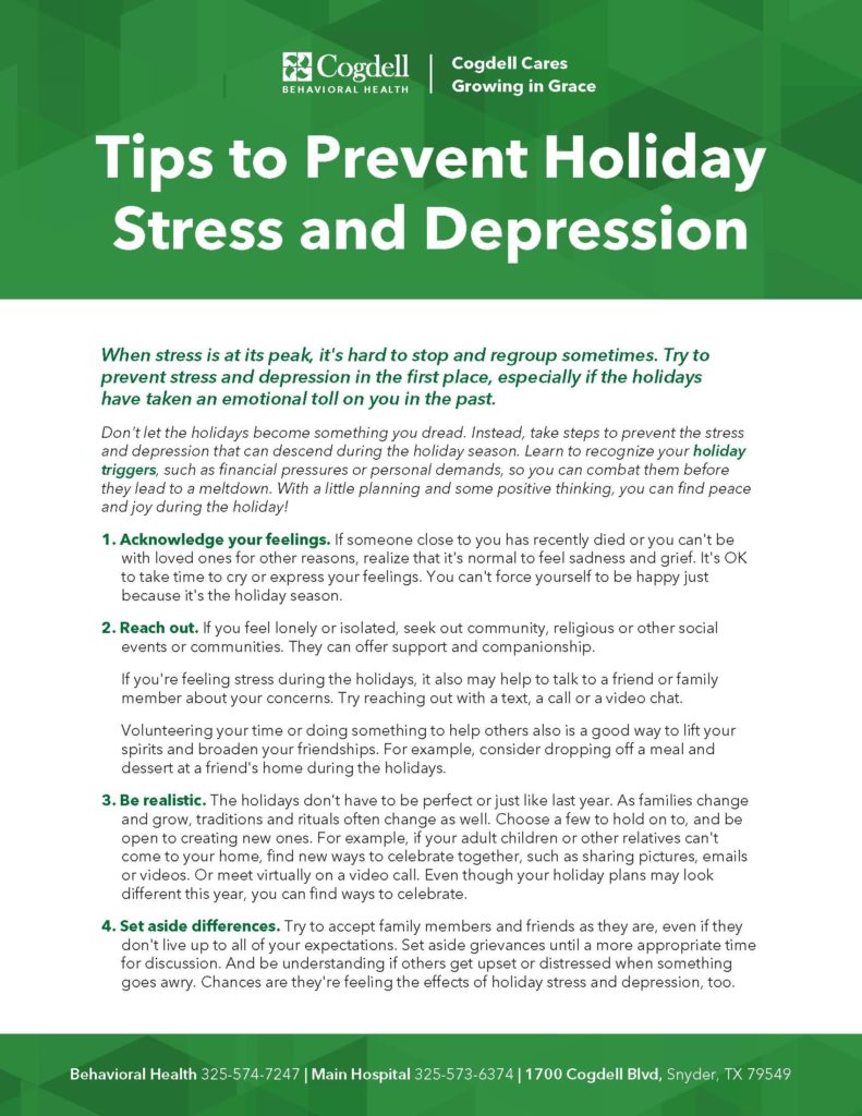 Dealing With Stress and Grief During the Holidays - Cogdell Memorial ...